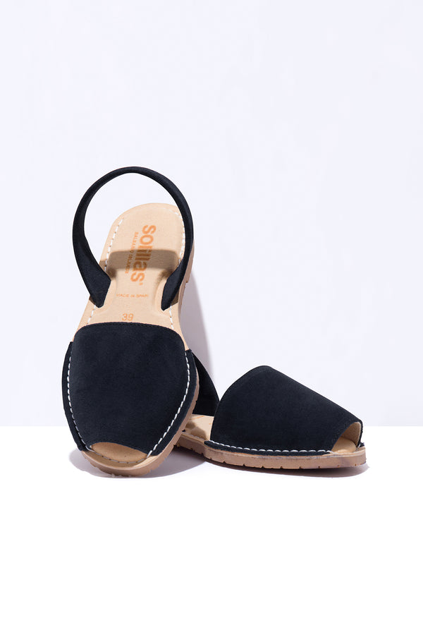 Original Menorcan Sandals | Black Leather Comfy Flats - Noche ...
