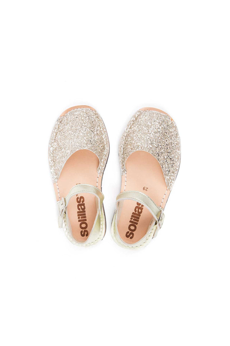 Menorcan Sandals | Children | Gold Glitter Leather | Solillas - solillas