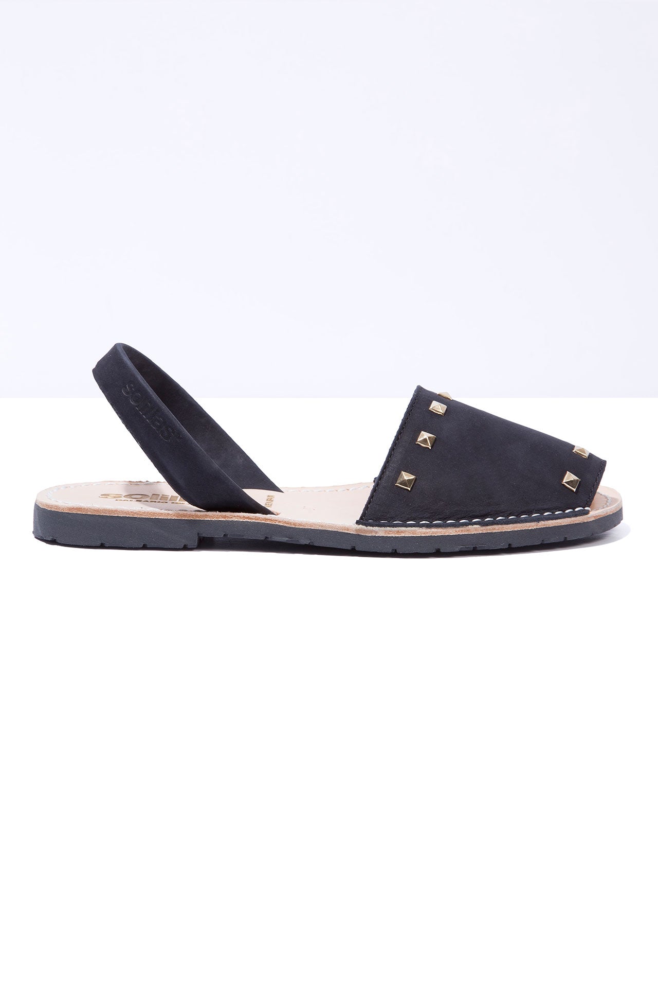 Menorcan Sandals | Original Black Studs Leather | Solillas - solillas