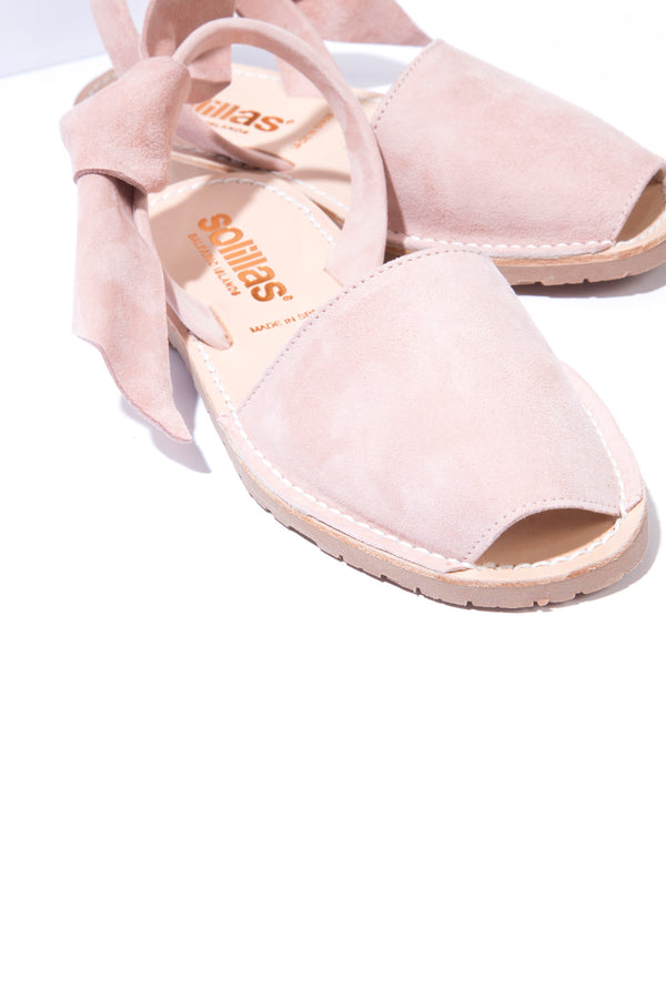 Menorcan Sandals | Original Pink Suede Bow | Solillas - solillas